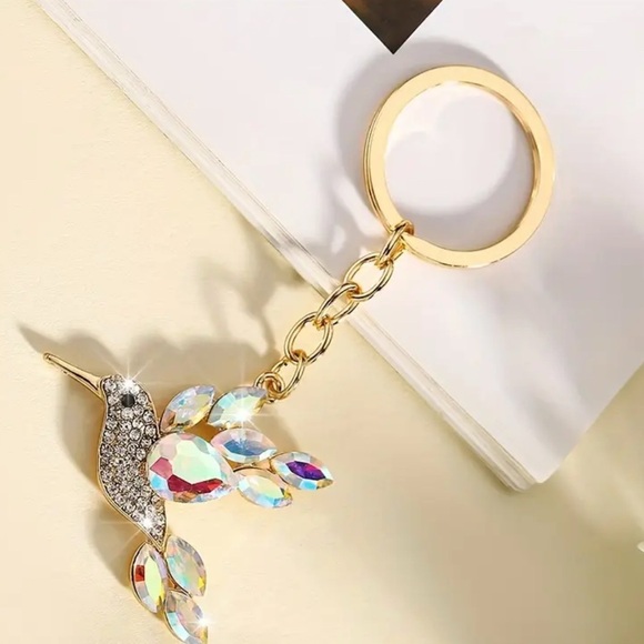 bag charm | Accessories | Gold Hummingbird Keychain With Crystals ...